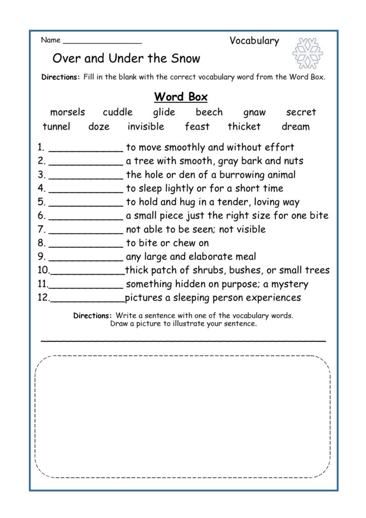 Over and Under the Snow Comprehension Main Idea Summarize Vocabulary ...