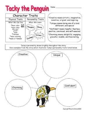 Tacky the Penguin Character Traits Retell Story Sequence Compare ...