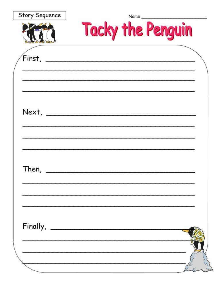Tacky the Penguin Character Traits Retell Story Sequence Compare ...
