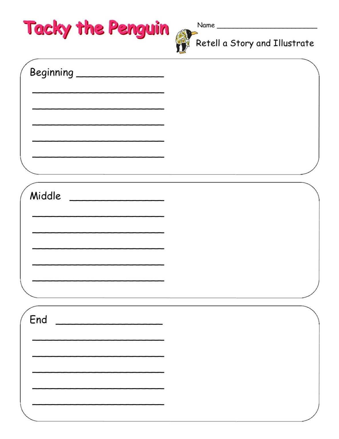 Tacky the Penguin Character Traits Retell Story Sequence Compare ...