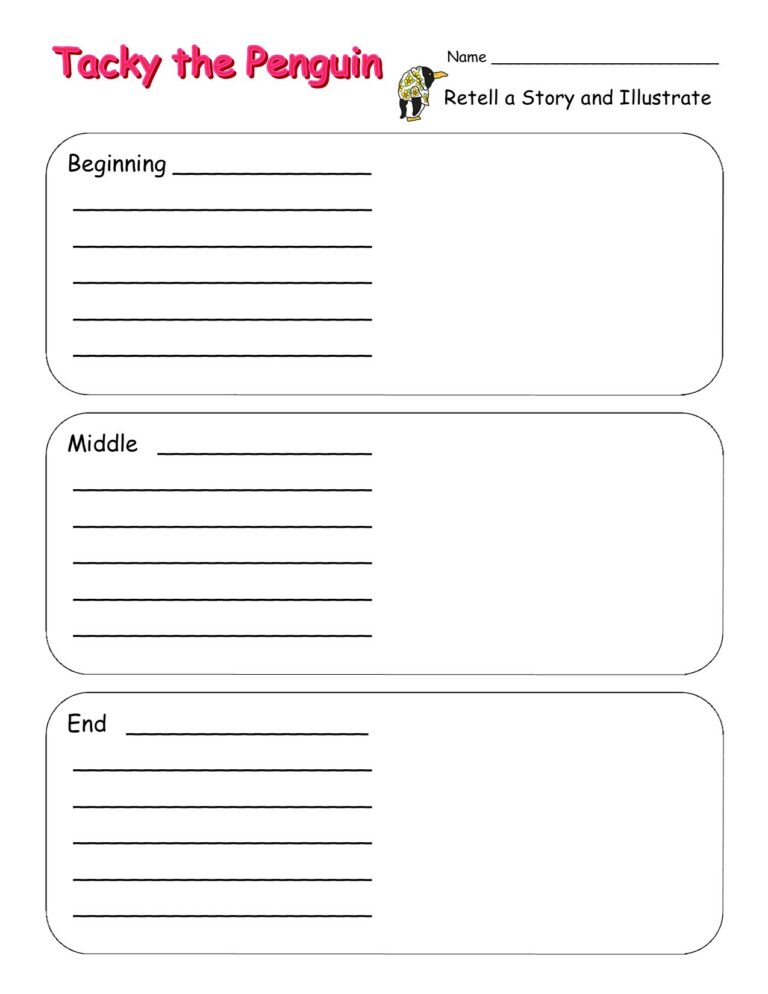 Tacky the Penguin Character Traits Retell Story Sequence Compare ...