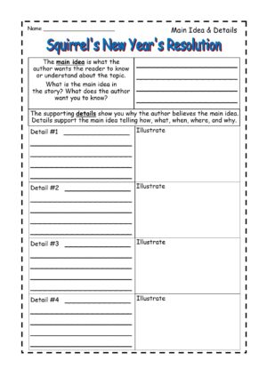 Squirrel's New Year's Resolution Retell Main Idea Summarize Character ...