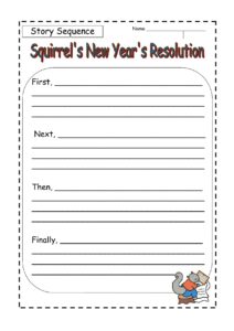 Squirrel's New Year's Resolution Retell Main Idea Summarize Character ...