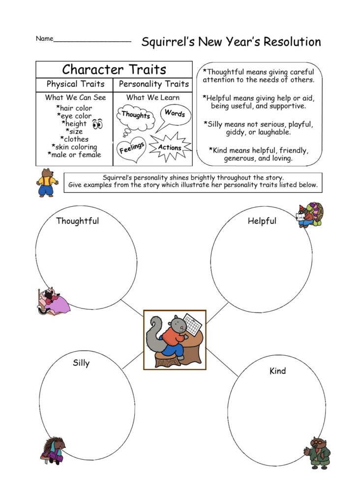 Squirrel's New Year's Resolution Retell Main Idea Summarize Character ...