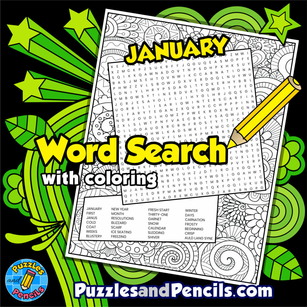 Snowman Word Search Puzzle Activity Page with Coloring | Winter ...