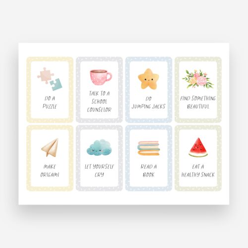 Coping skills cards original collection for kids and teens, cute pastel ...