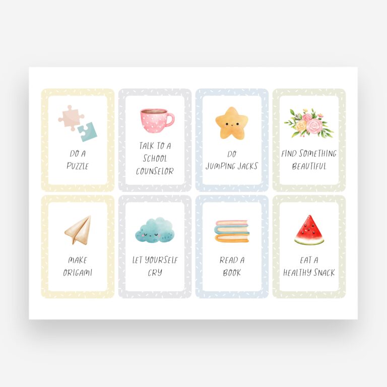 Coping skills cards original collection for kids and teens, cute pastel ...