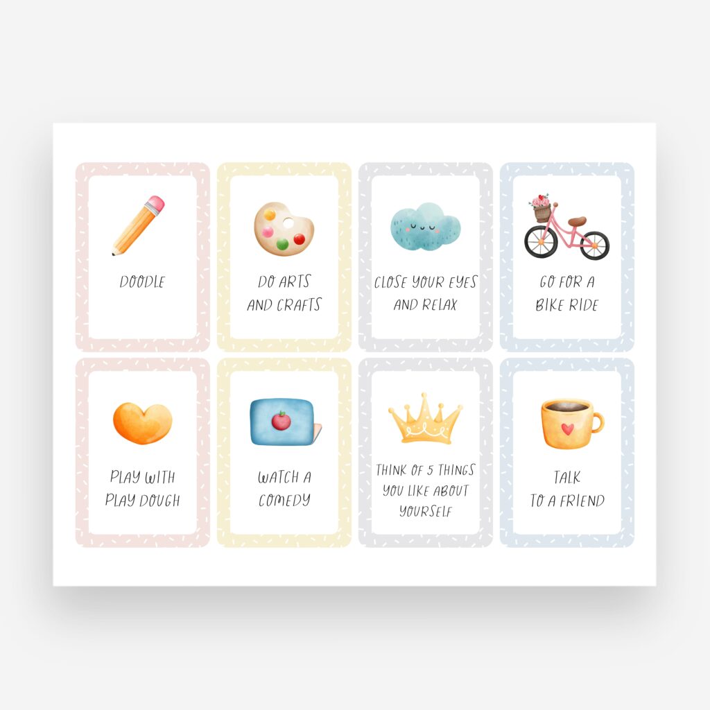 Coping skills cards original collection for kids and teens, cute pastel ...