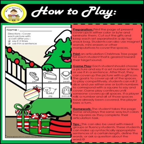 Christmas Tree Speech Therapy Articulation Activity | Made By Teachers
