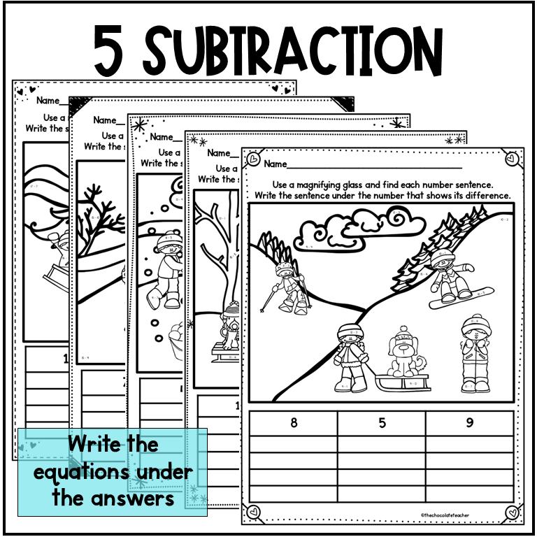 Addition and Subtraction - Fact Families - Winter Math Worksheets ...
