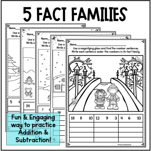 Addition and Subtraction - Fact Families - Winter Math Worksheets ...