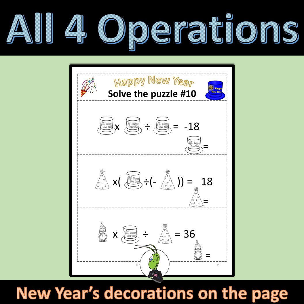 New Year's Seasonal Logic Puzzles | Number Sense | Algebra 1 | Made By ...