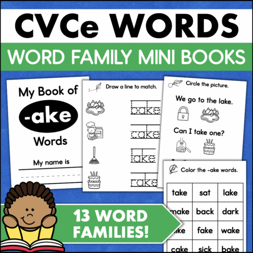 Silent E CVCe Word Families Mini Books - Read Match Color | Made By ...