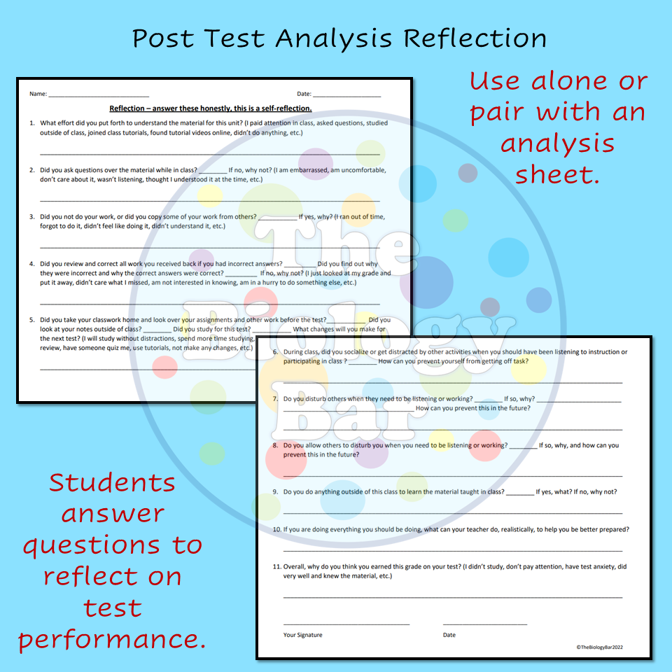 Post Test Analysis for Student Reflection | Made By Teachers