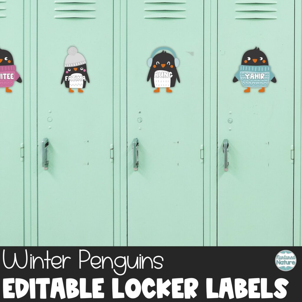 Winter Penguin Locker Labels - Editable Name Tags for Cubbies - Winter ...