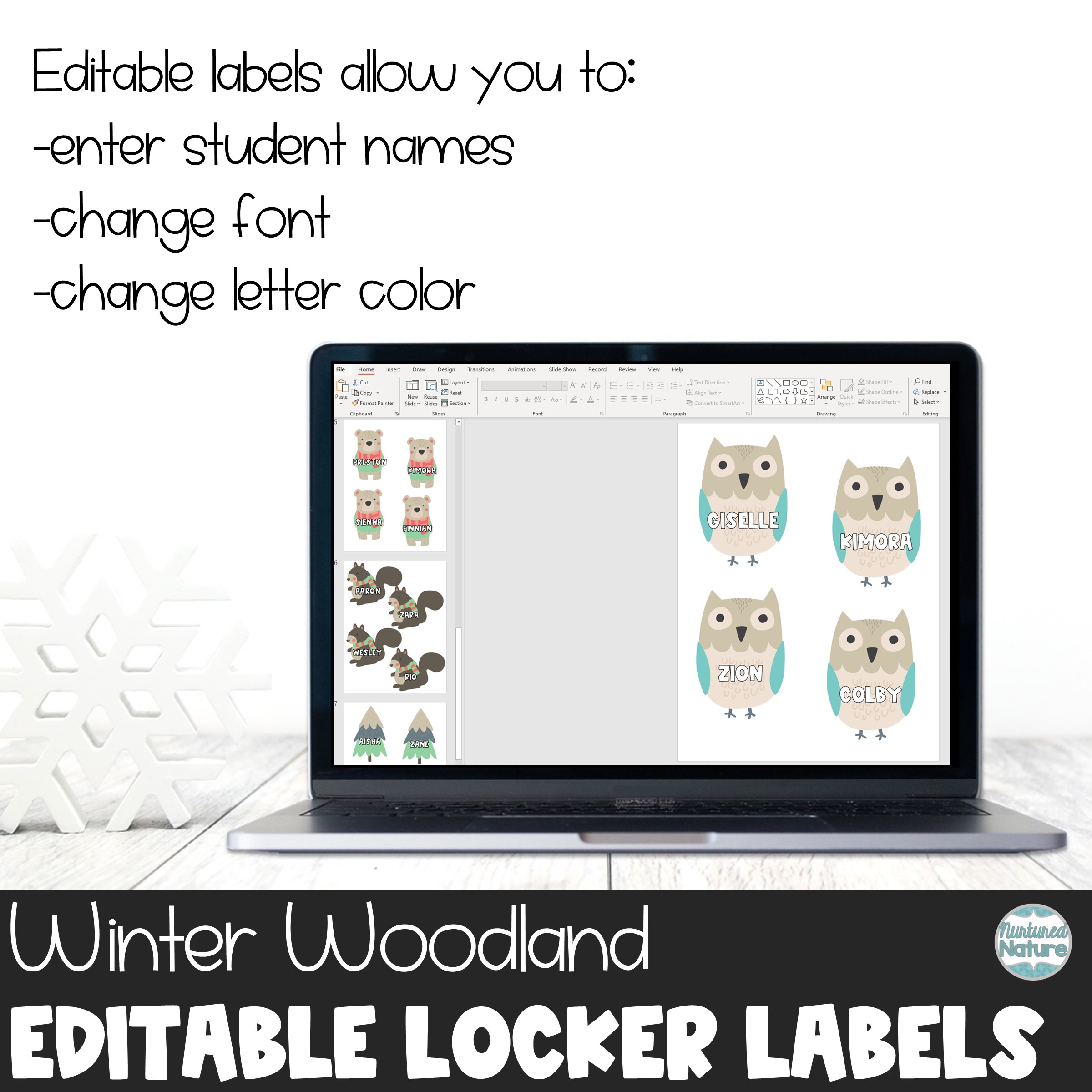 Woodland Animal Locker Labels - Editable Cubby Tags - Winter Classroom ...