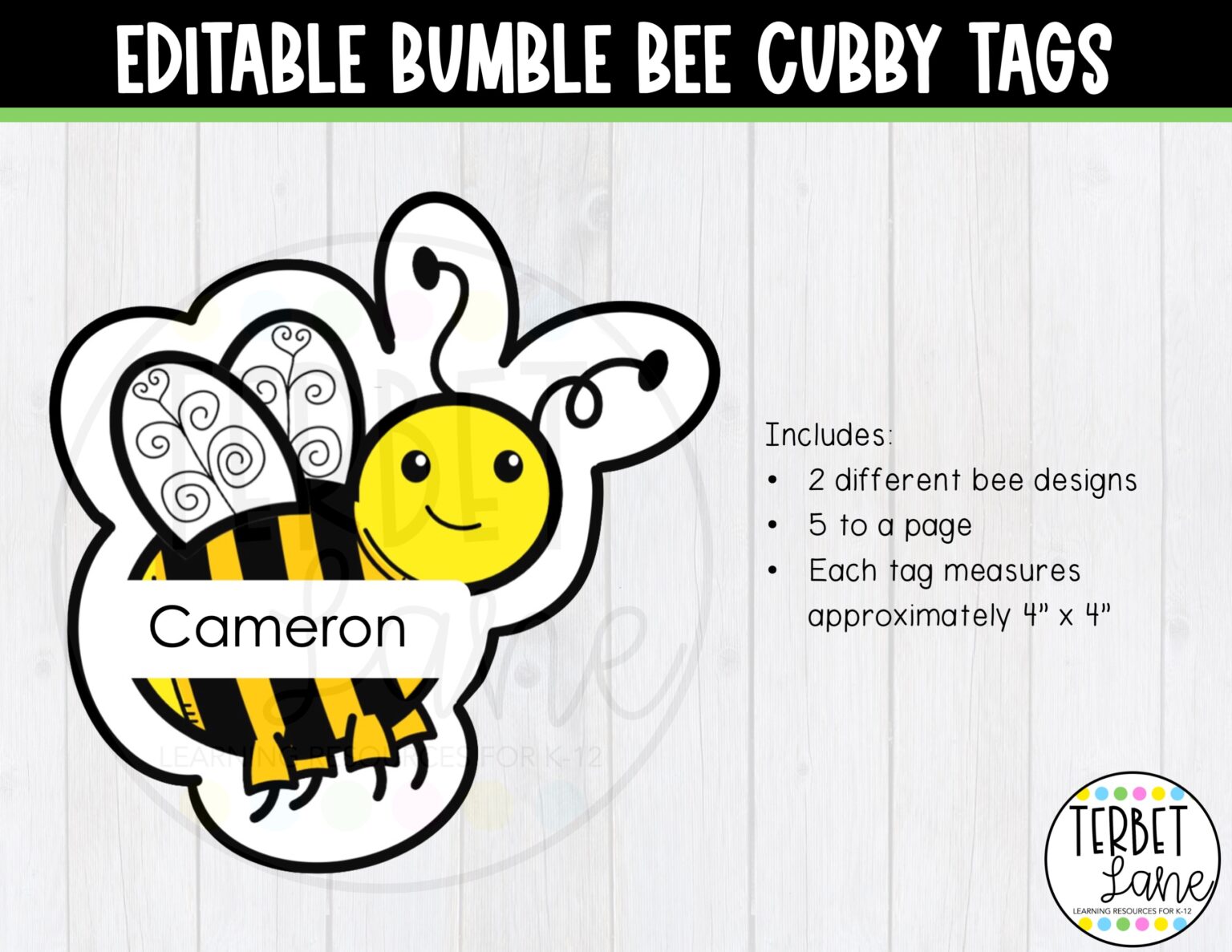 Editable Bumble Bee Cubby Tags | Made By Teachers