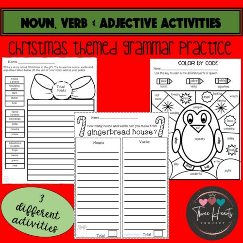 Noun, verb & adjective activities | Grammar printable and no prep ...