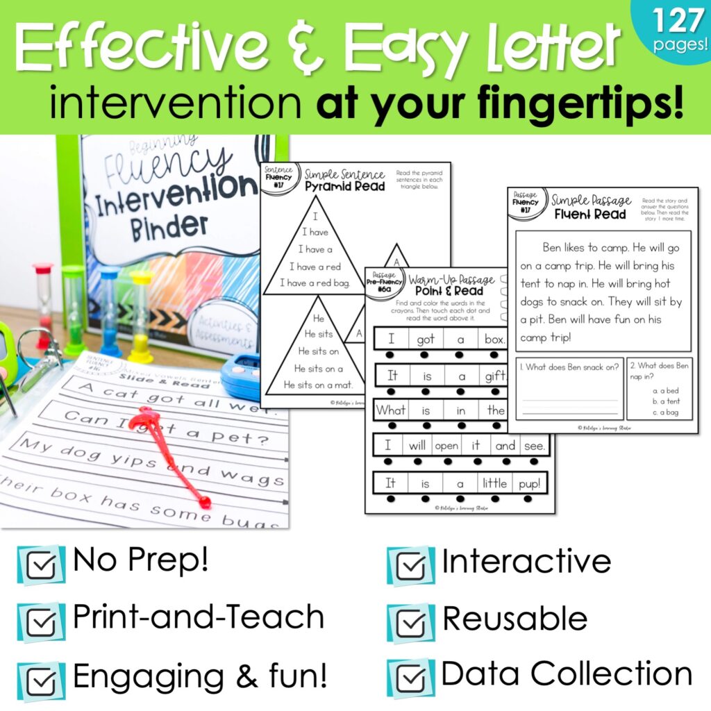 1st Grade Reading Fluency Practice - Intervention Beginning Reading ...