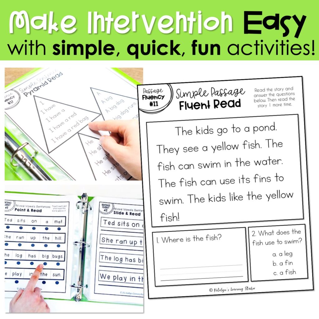 1st Grade Reading Fluency Practice - Intervention Beginning Reading ...