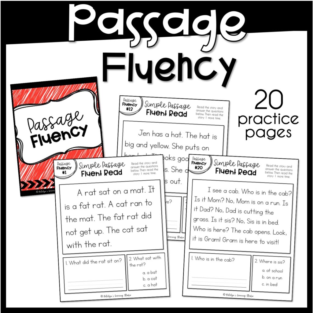 1st Grade Reading Fluency Practice Intervention Beginning Reading