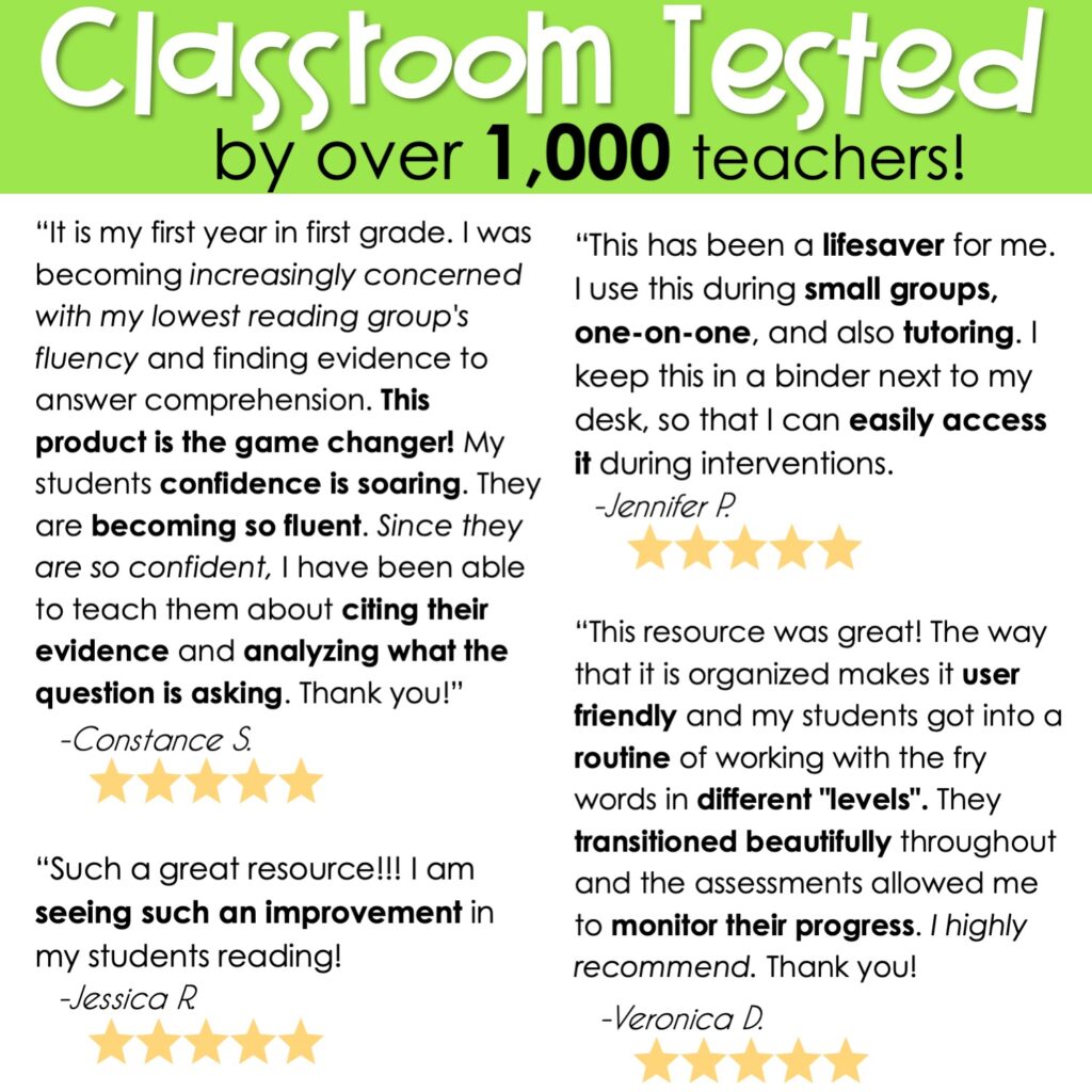 1st Grade Reading Fluency Practice - Intervention Beginning Reading ...