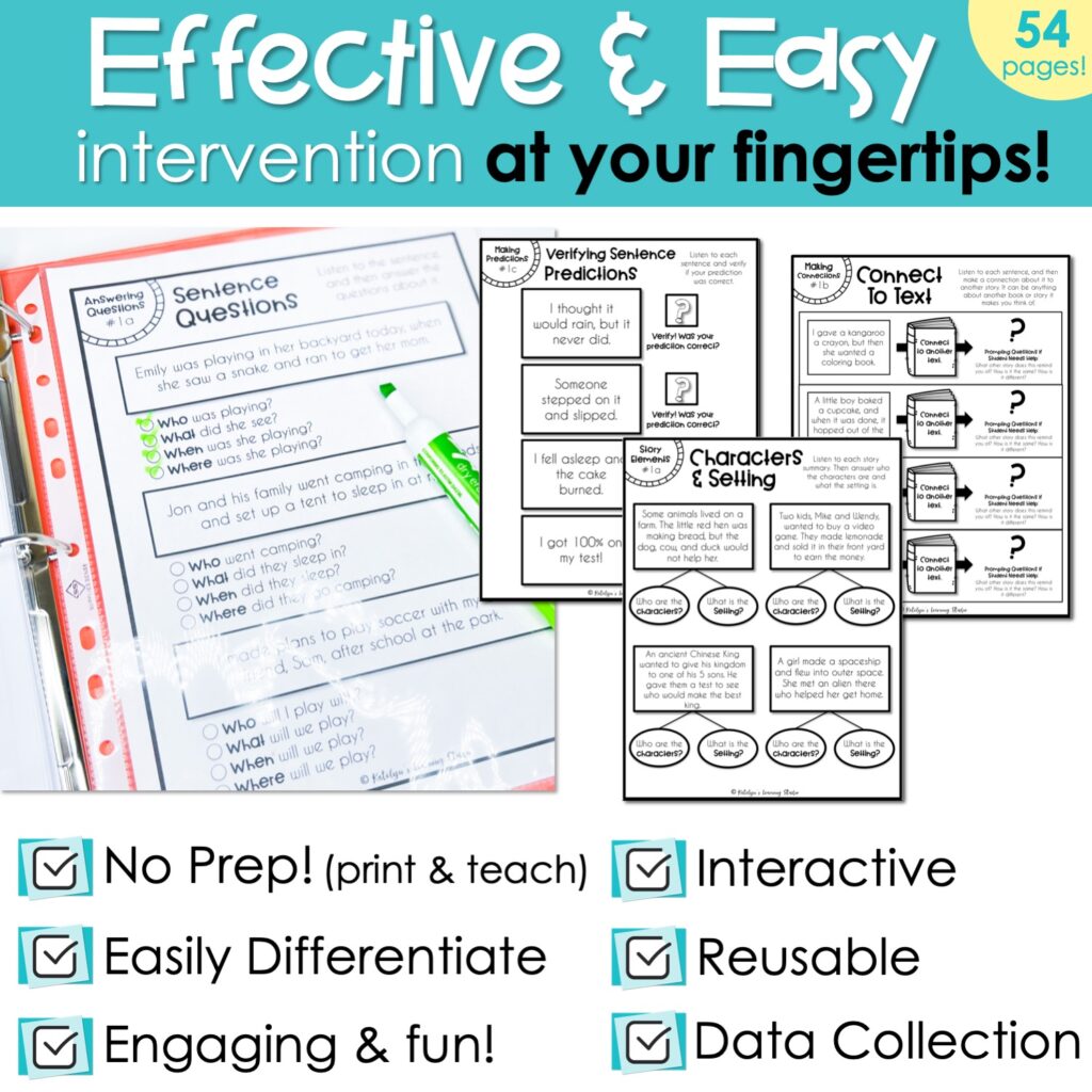 Listening Comprehension Reading Intervention Activities and Passages ...