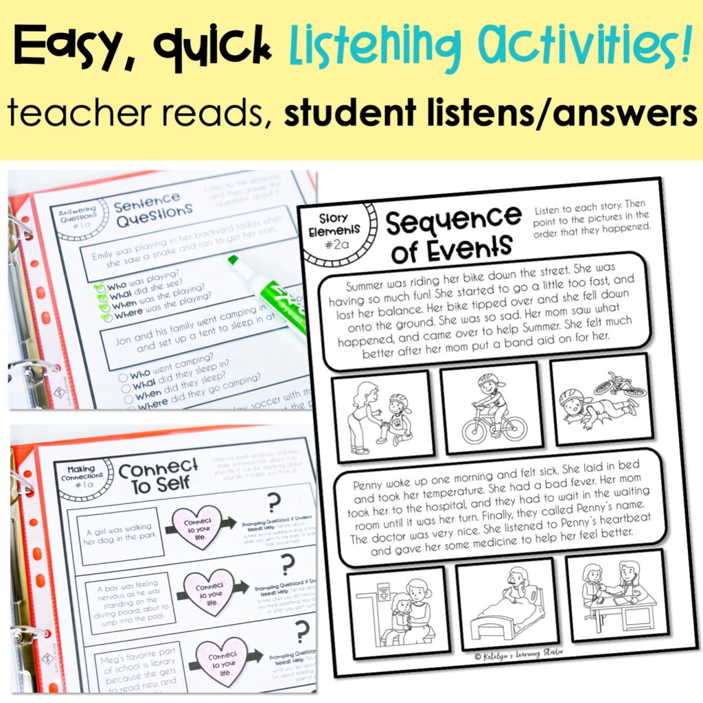 Listening Comprehension Reading Intervention Activities and Passages ...