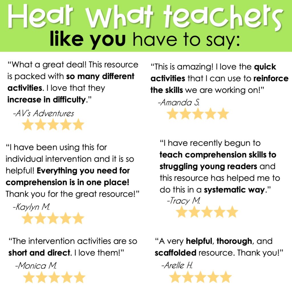 Reading Comprehension Intervention Activities and Passages | Made By ...