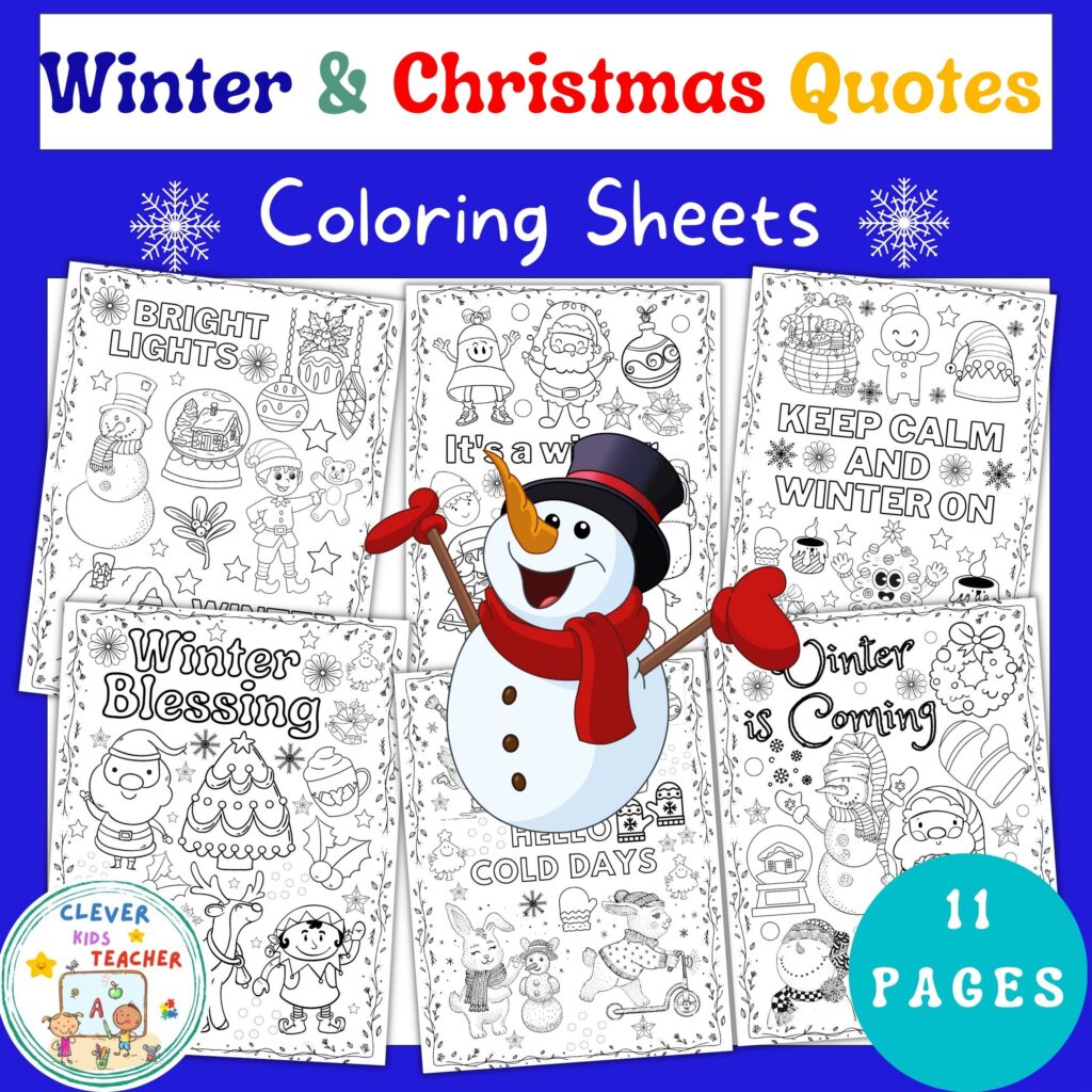 Winter & Christmas Themed Coloring Pages | December No prep Winter ...