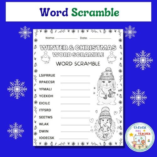 Winter Themed Word Scramble | December No prep Christmas Activities (60 ...