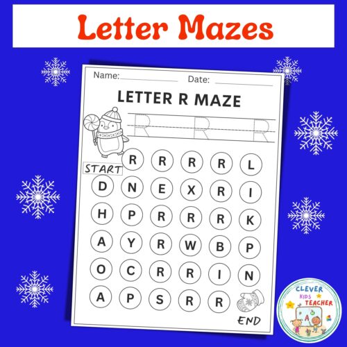 Winter Themed Alphabet Maze Worksheets | Christmas Letter Recognition ...