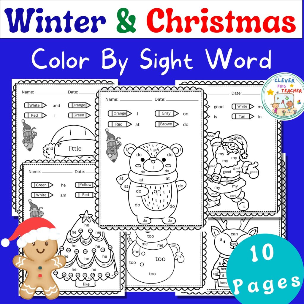 Winter & Christmas Color by Sight Words | Gingerbread Man | December No ...