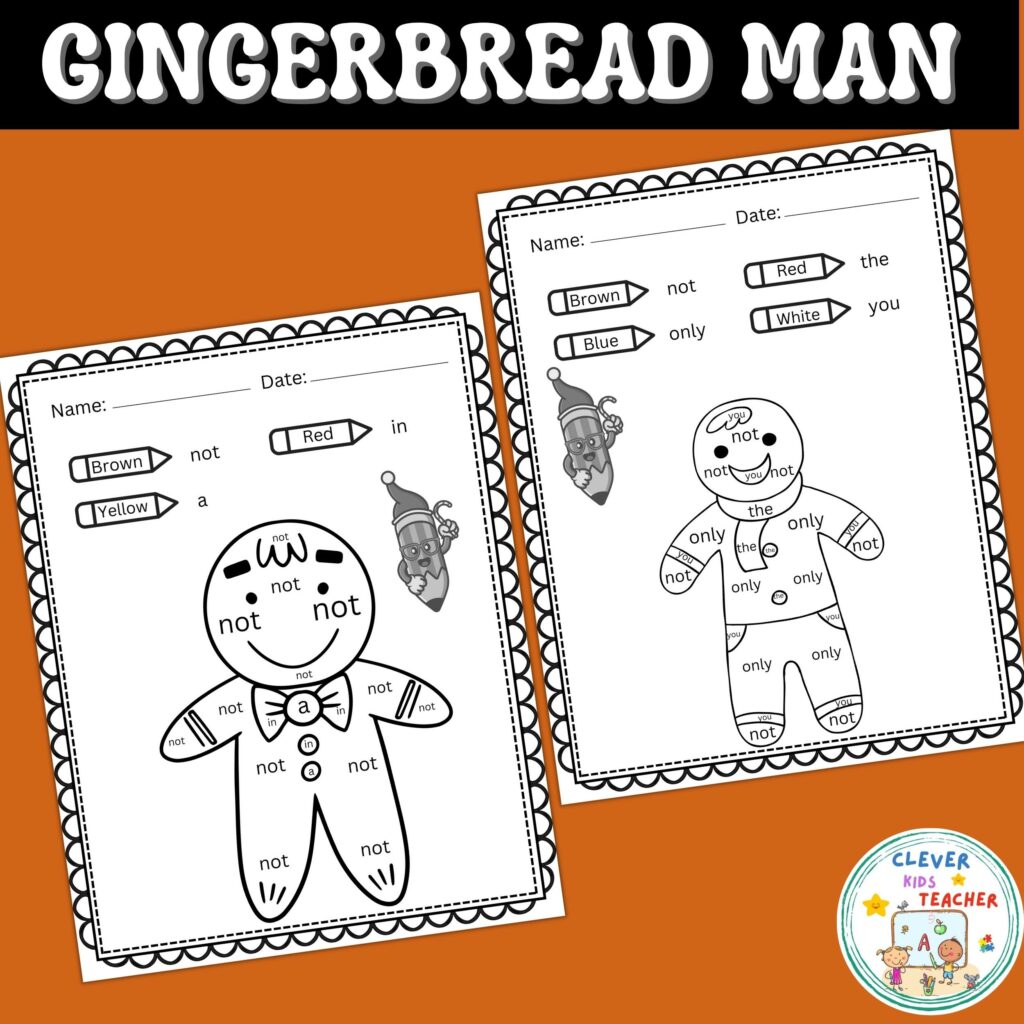 Winter & Christmas Color by Sight Words | Gingerbread Man | December No ...