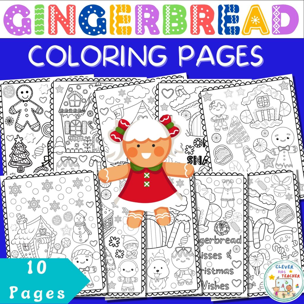 Gingerbread Christmas Themed Coloring Pages | Gingerbread Man December ...