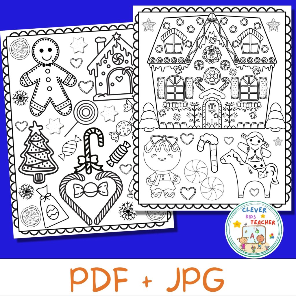 Gingerbread Christmas Themed Coloring Pages | Gingerbread Man December ...