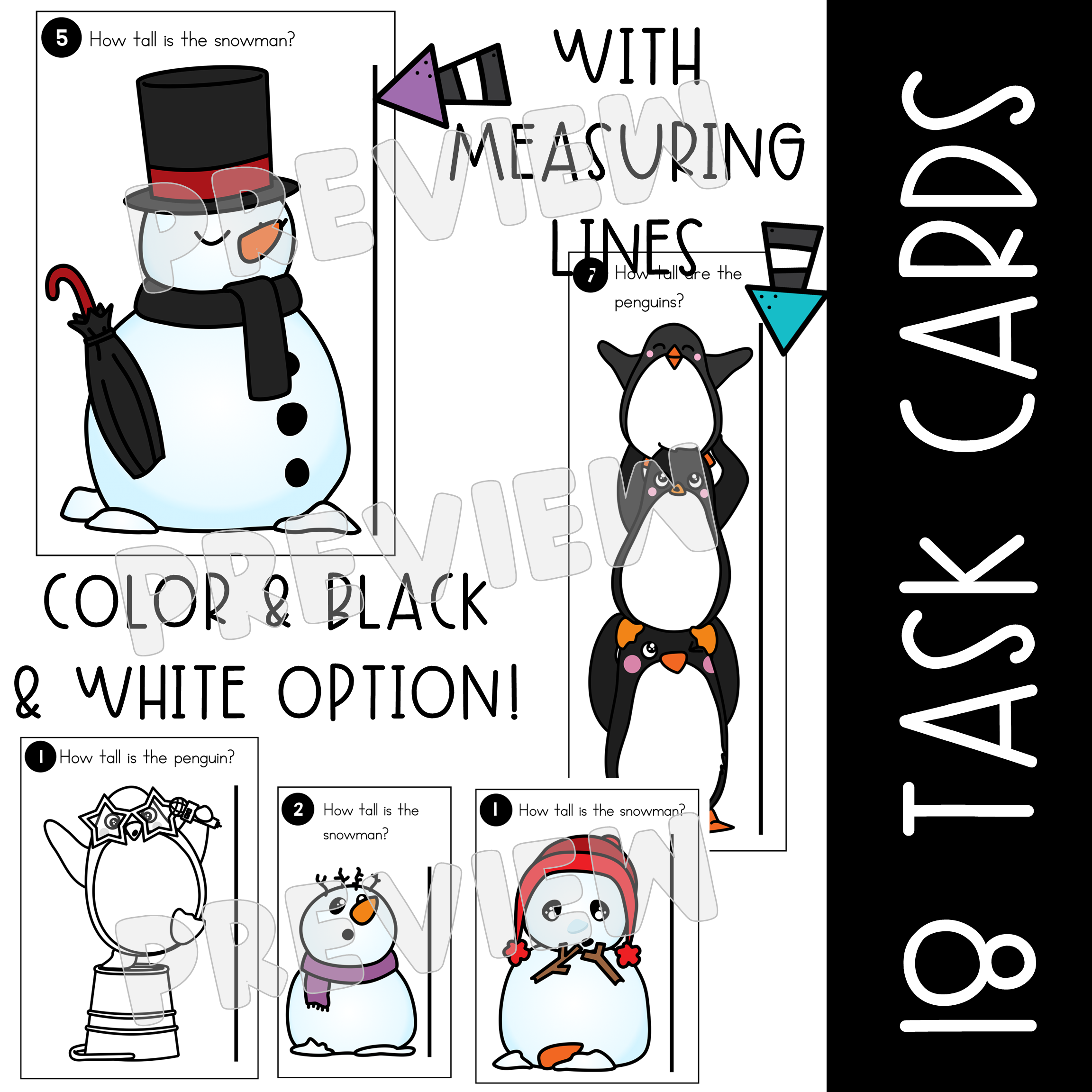 Winter Measurement Task Cards Standard & Non Standard Winter ...
