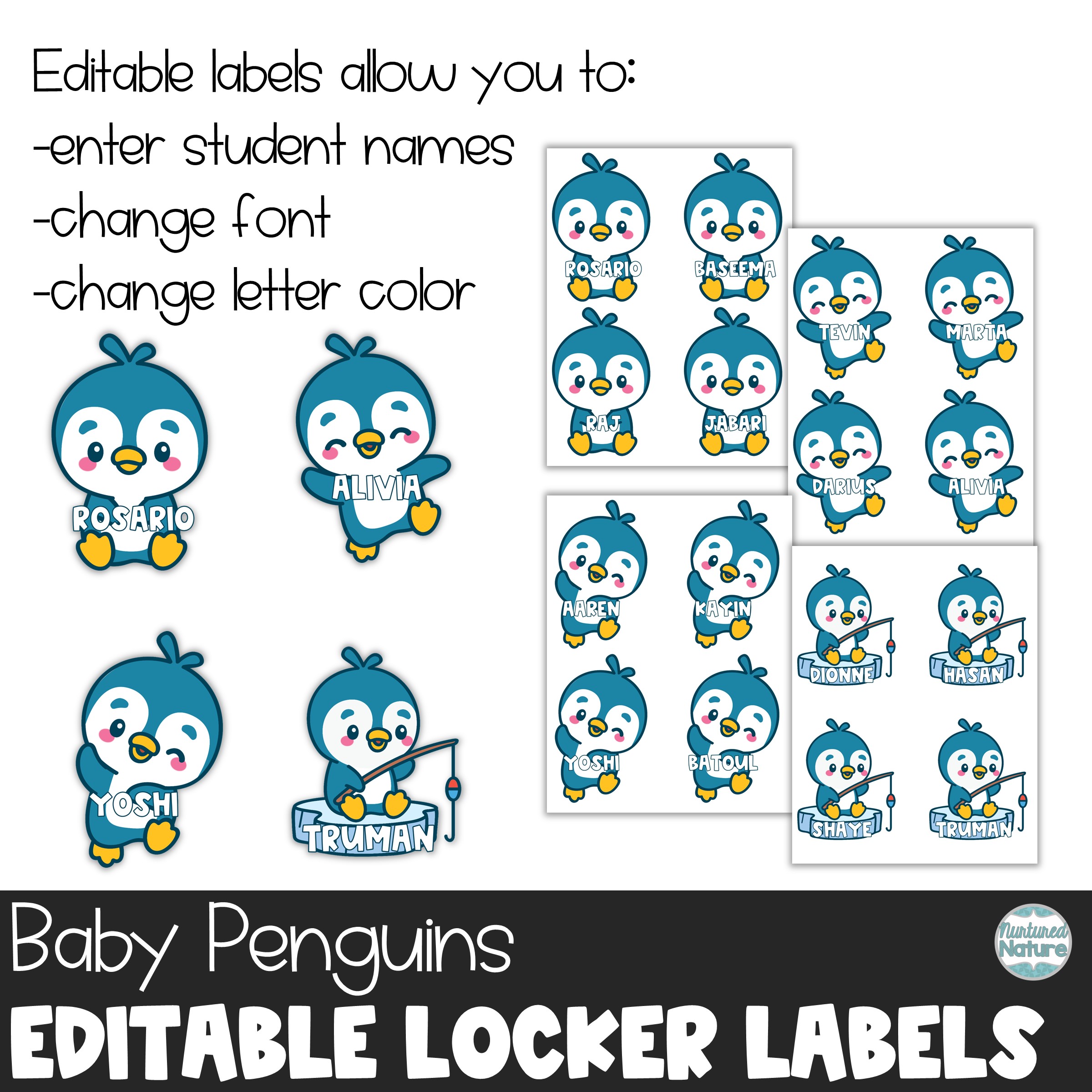 Baby Penguin Locker Labels - Editable Cubby Tags - Winter Classroom ...