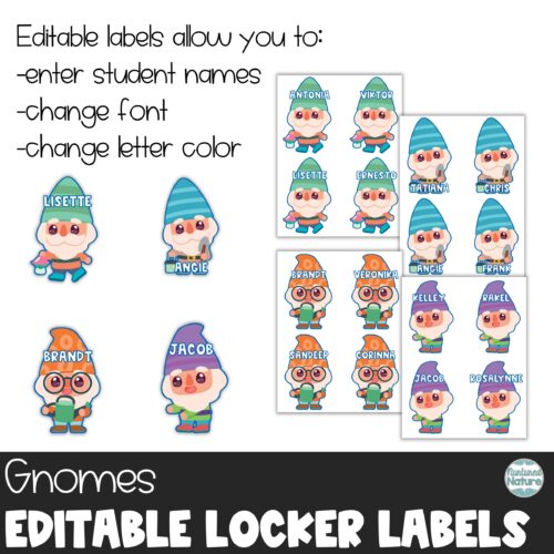 Gnome Locker Labels - Editable Name Tags for Cubbies - Spring Classroom ...