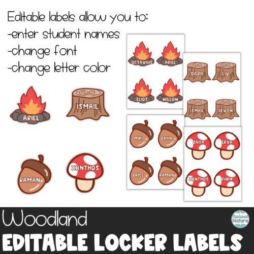 Woodland Theme Locker Labels - Editable Classroom Decor Cubby Tags ...