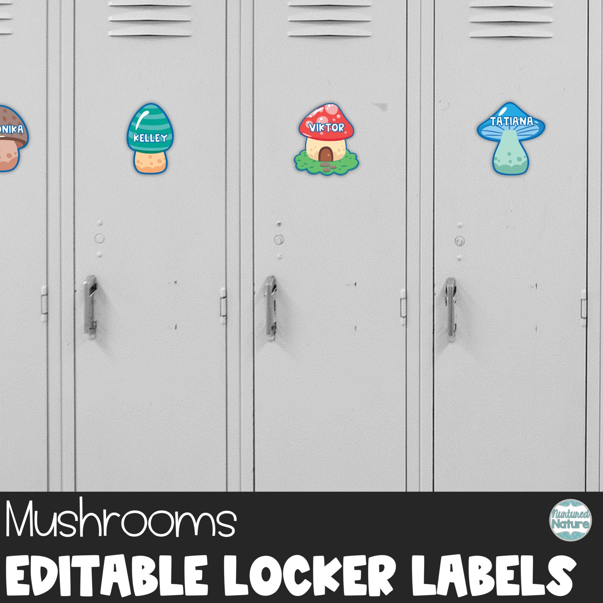 Mushroom Locker Labels - Editable Name Tags for Cubbies - Spring ...