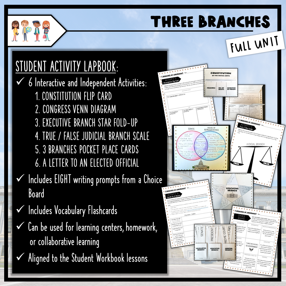 Three Branches of Government- Reading Passages, Lapbook, PowerPoint ...