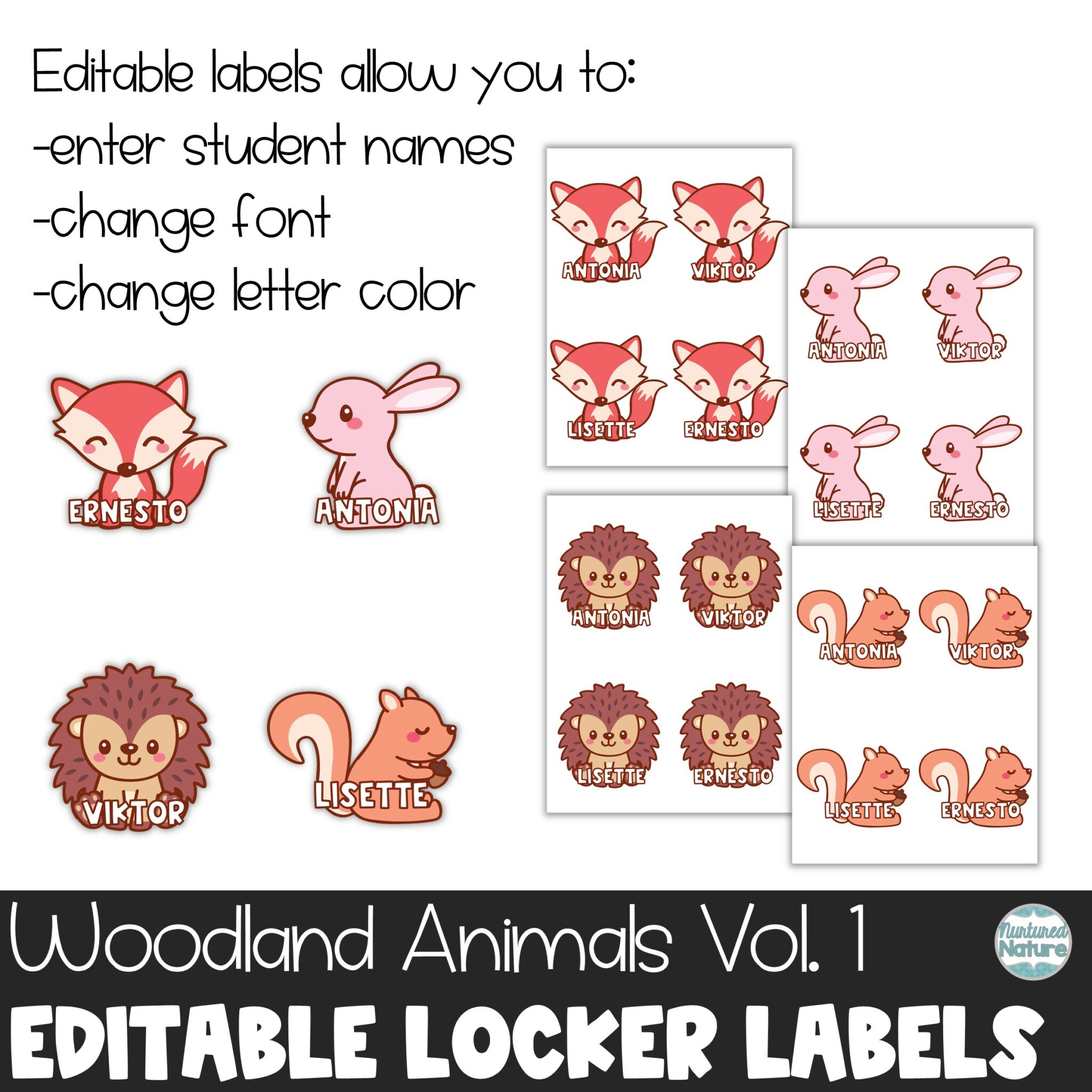 Woodland Animal Theme Locker Labels - Editable Cubby Tags 1 | Made By ...