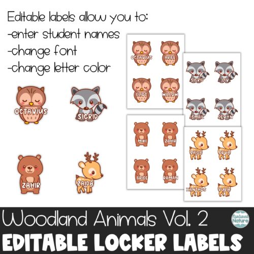 Woodland Animal Theme Locker Labels - Editable Cubby Tags 2 | Made By ...