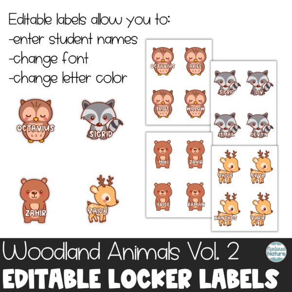Woodland Animal Theme Locker Labels - Editable Cubby Tags 2 | Made By ...