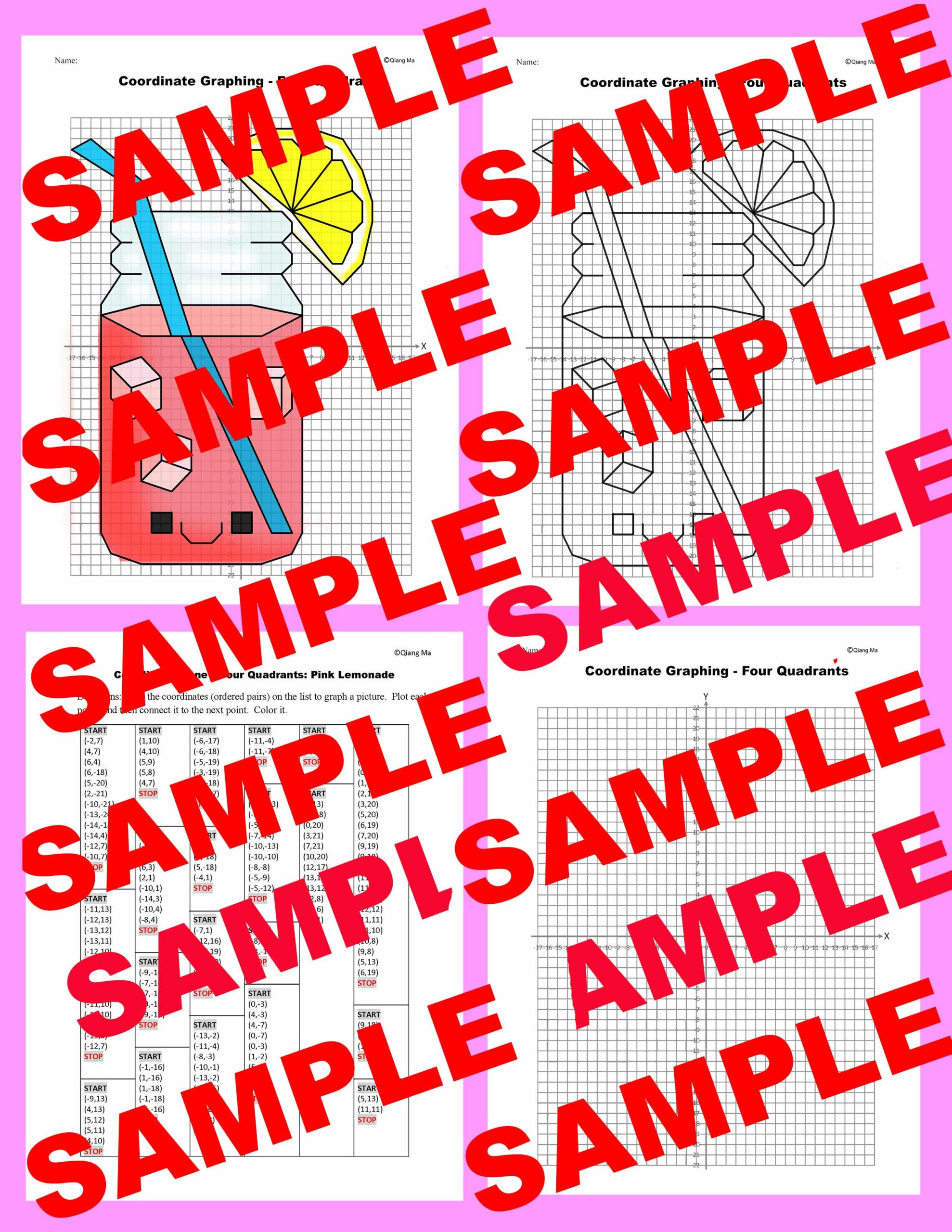 Summer Coordinate Plane Graphing Picture: Pink Lemonade | Made By Teachers