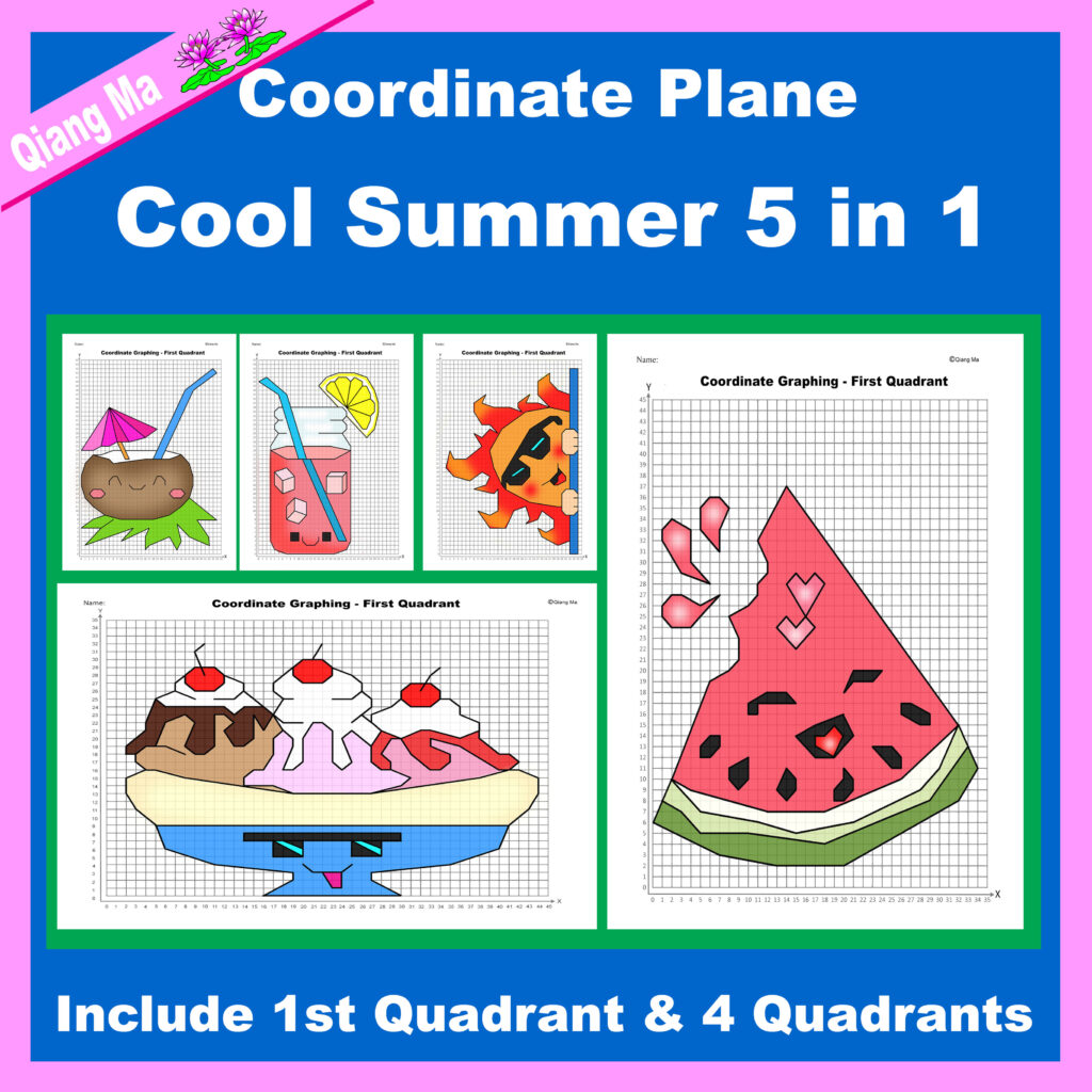 Summer Coordinate Plane Graphing Picture: Cool Summer Bundle 5 in 1 ...