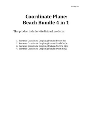 Summer Coordinate Plane Graphing Picture: Beach Bundle 4 in 1 | Made By ...