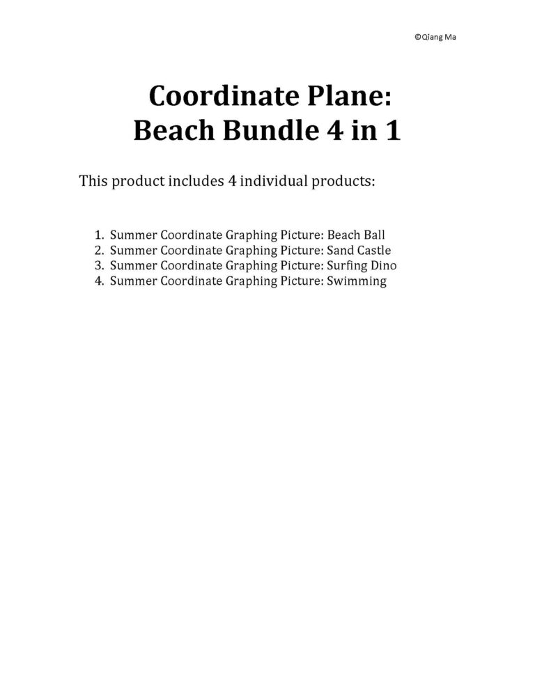 Summer Coordinate Plane Graphing Picture: Beach Bundle 4 in 1 | Made By ...