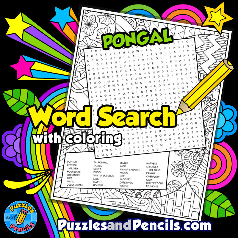 Pongal Word Search Puzzle Activity Page | Holidays Around the World ...